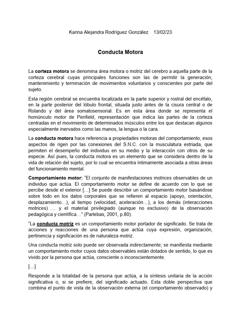 Conducta Motora | PDF | Cerebro | Neurociencia