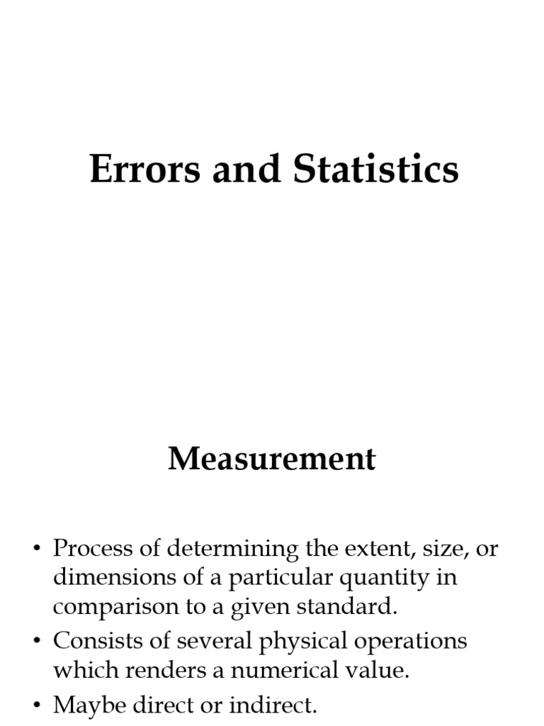 Lecture 3 Errors And Statistics And Probable Errors Pdf Observational Error Errors And