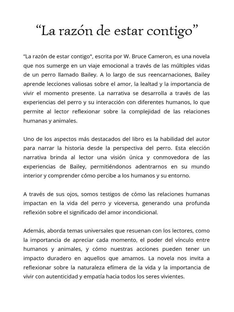 "La razón de estar contigo: amor y lealtad" | PDF | Amor | Las emociones
