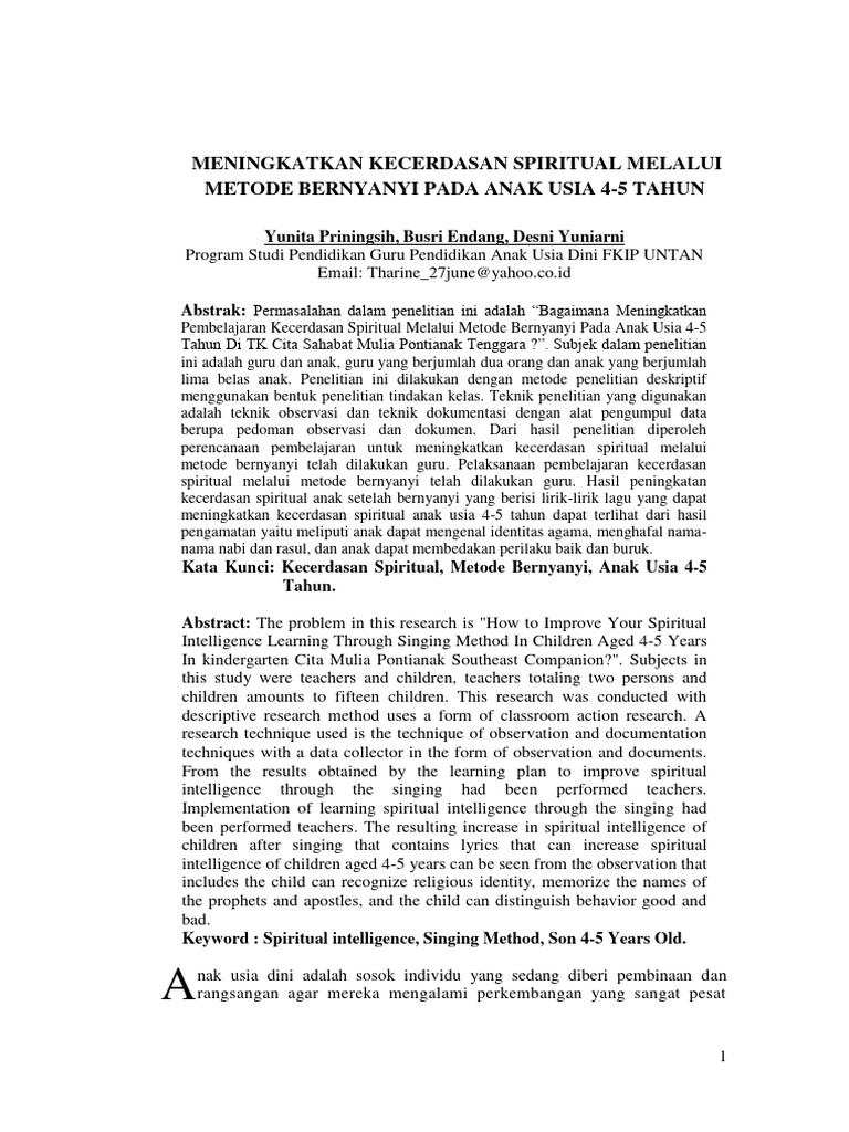 Meningkatkan Kecerdasan Spiritual Anak 4-5 Tahun | PDF