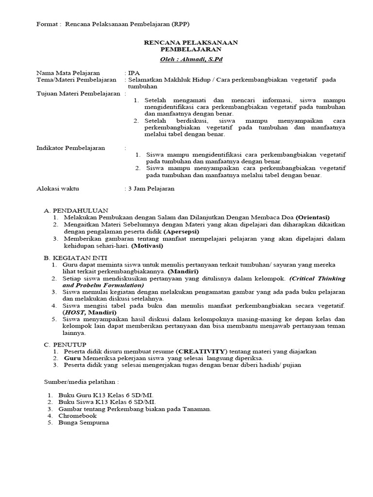 Format RPP CGP 10 Reguler Ahmadi | PDF