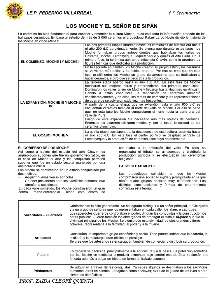 Tema 7 Los Moche y El Señor de Sipán | PDF