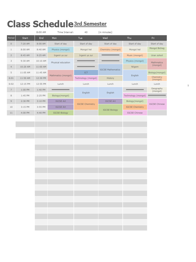3rd Semester Class Schedule Overview | PDF | Science | Natural Sciences