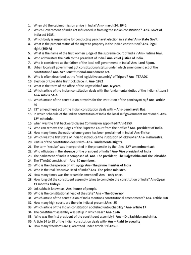 Indian Constitution | Download Free PDF | Politics Of India | Statutory Law