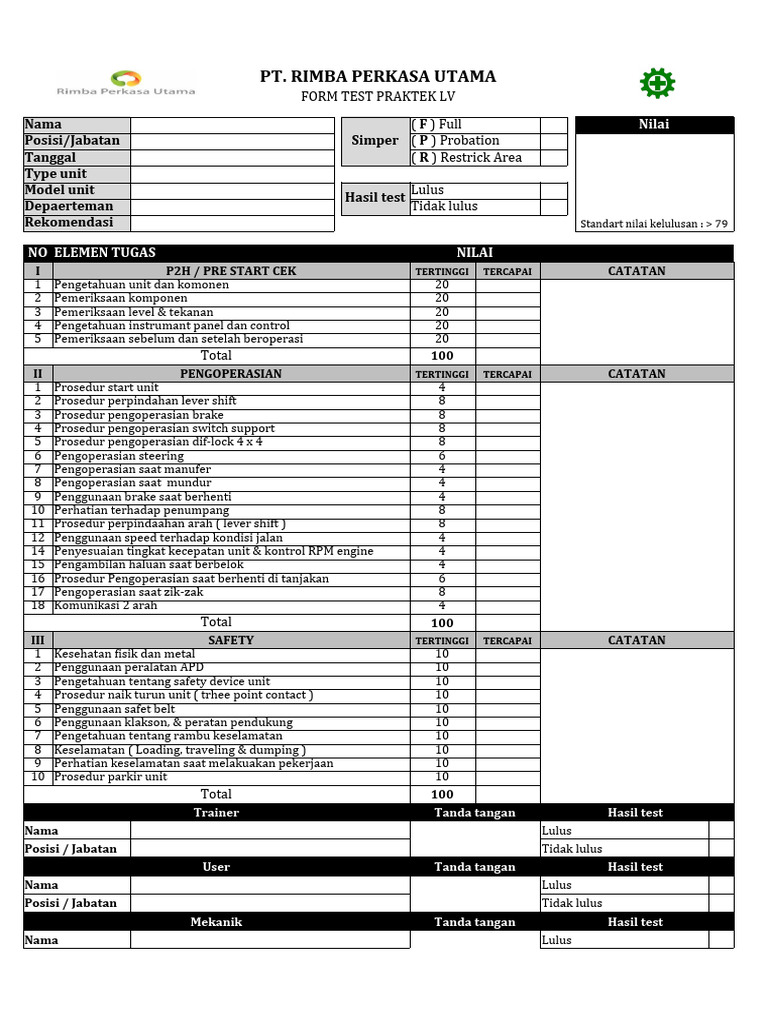 Form Test Praktek LV 2024 | PDF