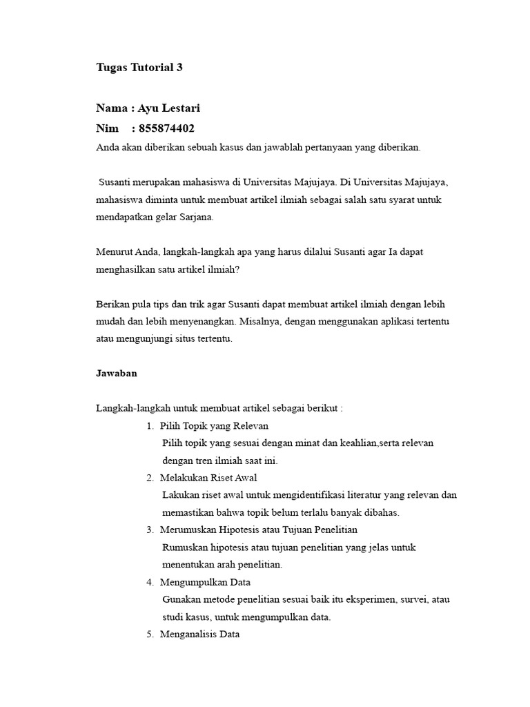 Tugas Tutorial 3 Karya Ilmiah | PDF