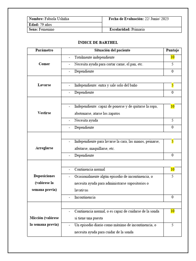 Evaluaciones Vgi Completas - Fabiola | PDF | Pérdida de peso
