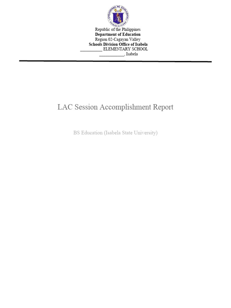 Lac Session Accomplishment Report | PDF | Teachers
