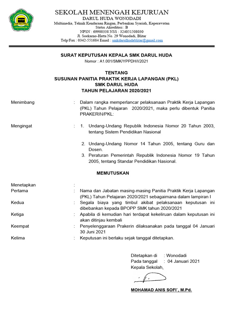 Dokumen Monitoring Pelaksanaan PKL | PDF