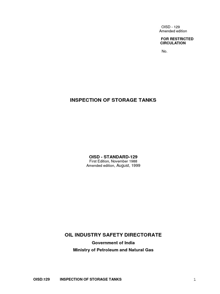 OISD 129: Storage Tank Inspection Guide | PDF | Corrosion