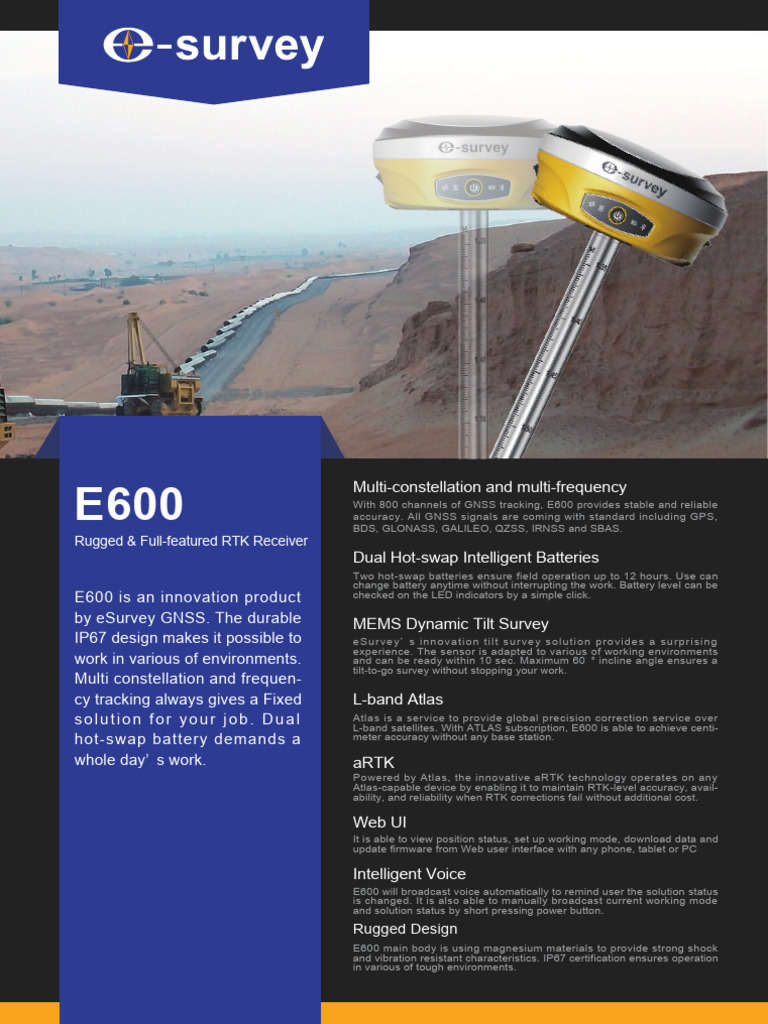 E600 Datasheet 20201111 (ENG) - H | PDF | Surveying | Wireless
