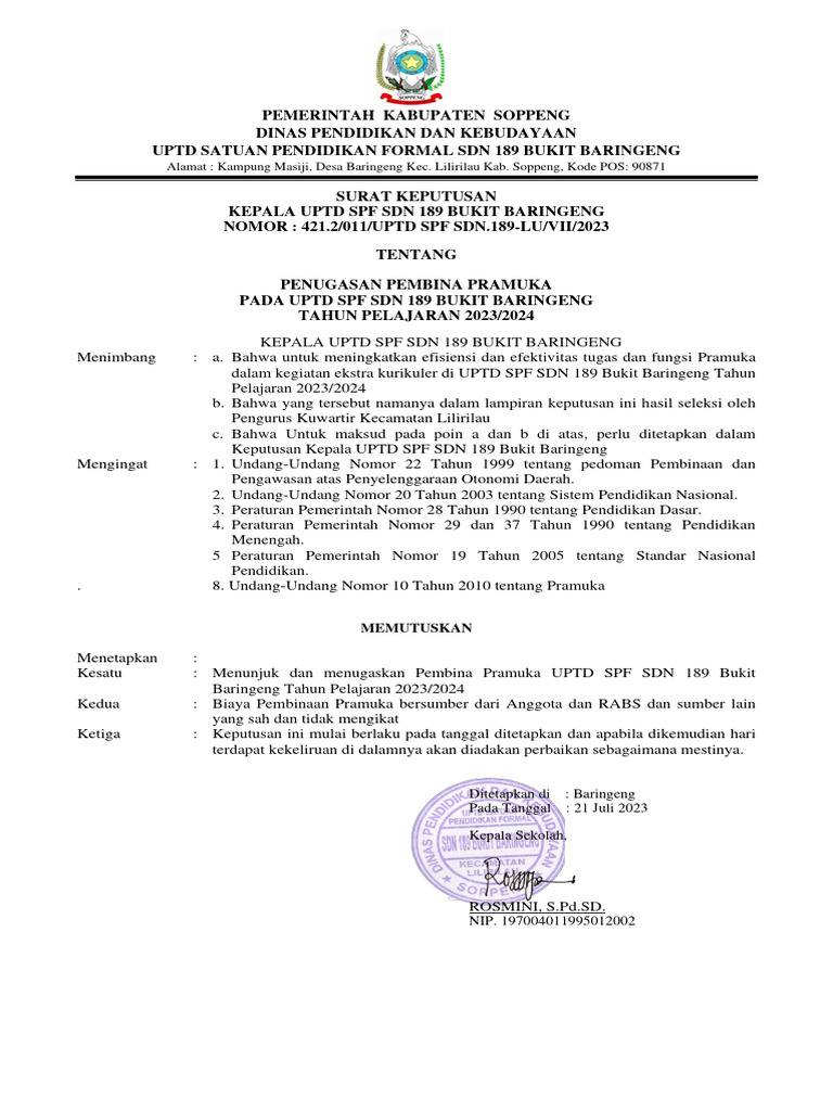 SK Pramuka 2023 2024 | PDF