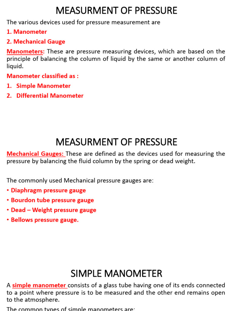 Piezometer, Simple Manometer (M 1.05 & M 1.06) - 072525 | PDF ...