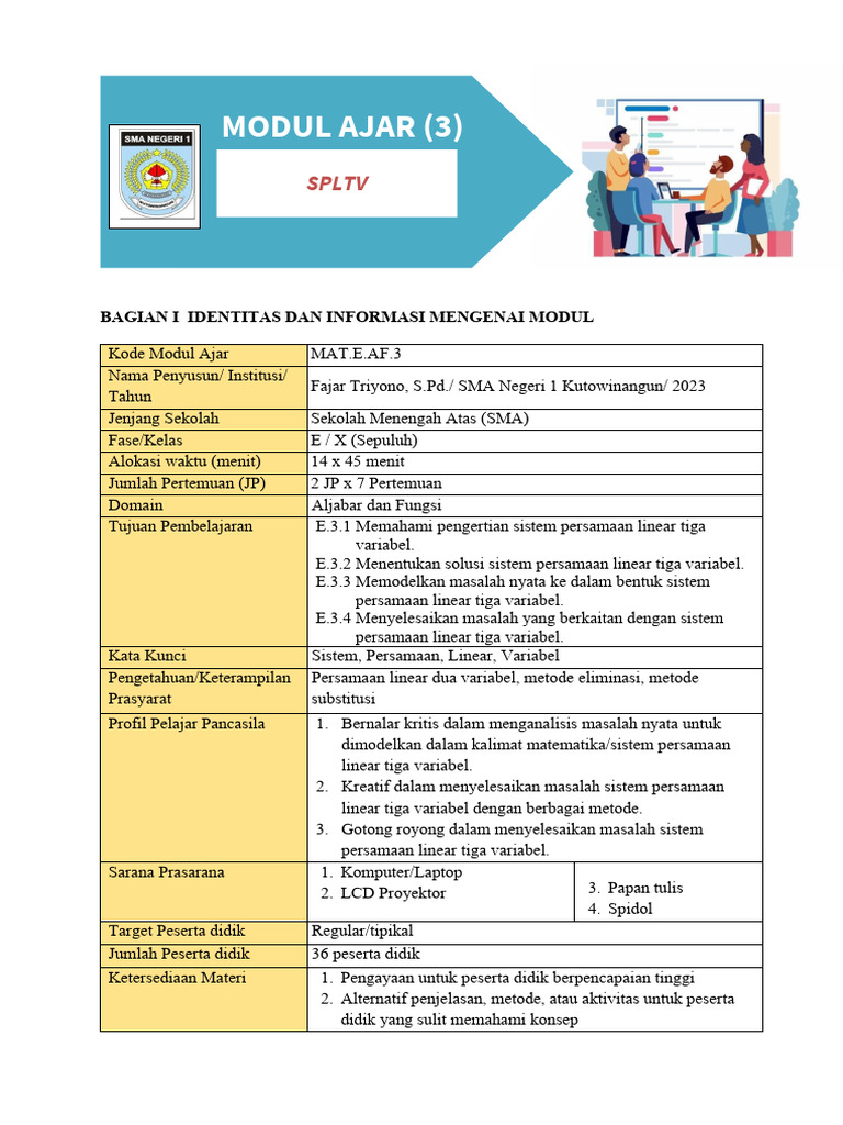 Modul SPLTV | PDF | Karier & Perkembangan | Metode & Bahan Ajar