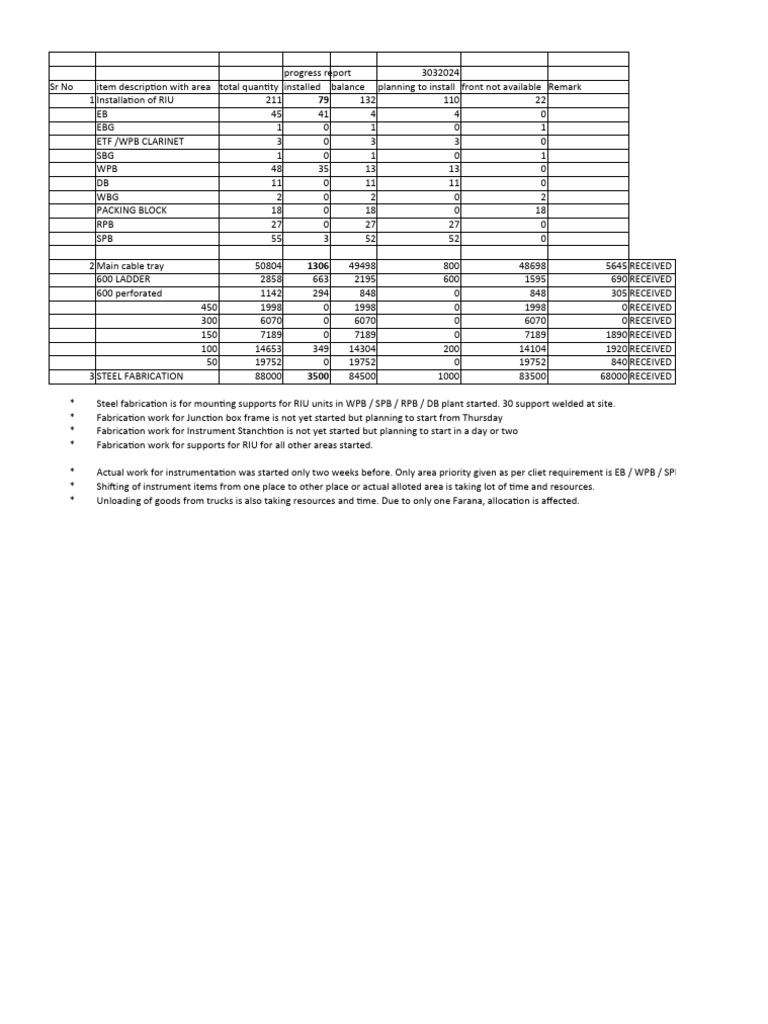 Grasim Mahad Project Progress Report | PDF