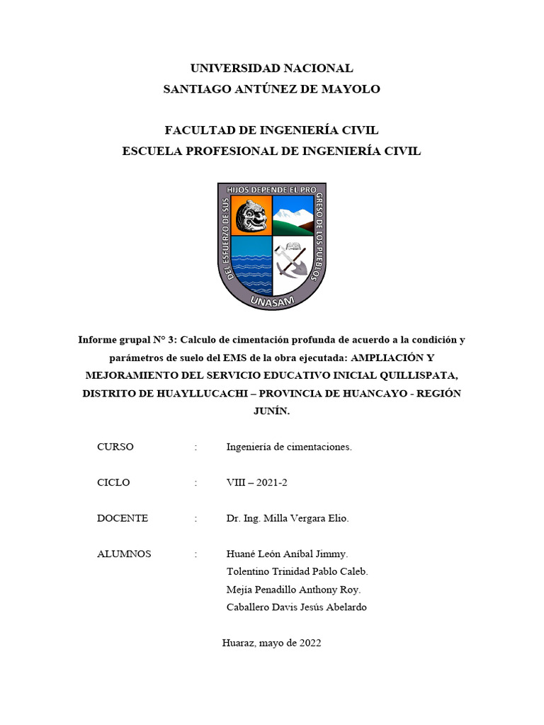 Informe Grupal | Descargar gratis PDF | Fundación (Ingeniería ...