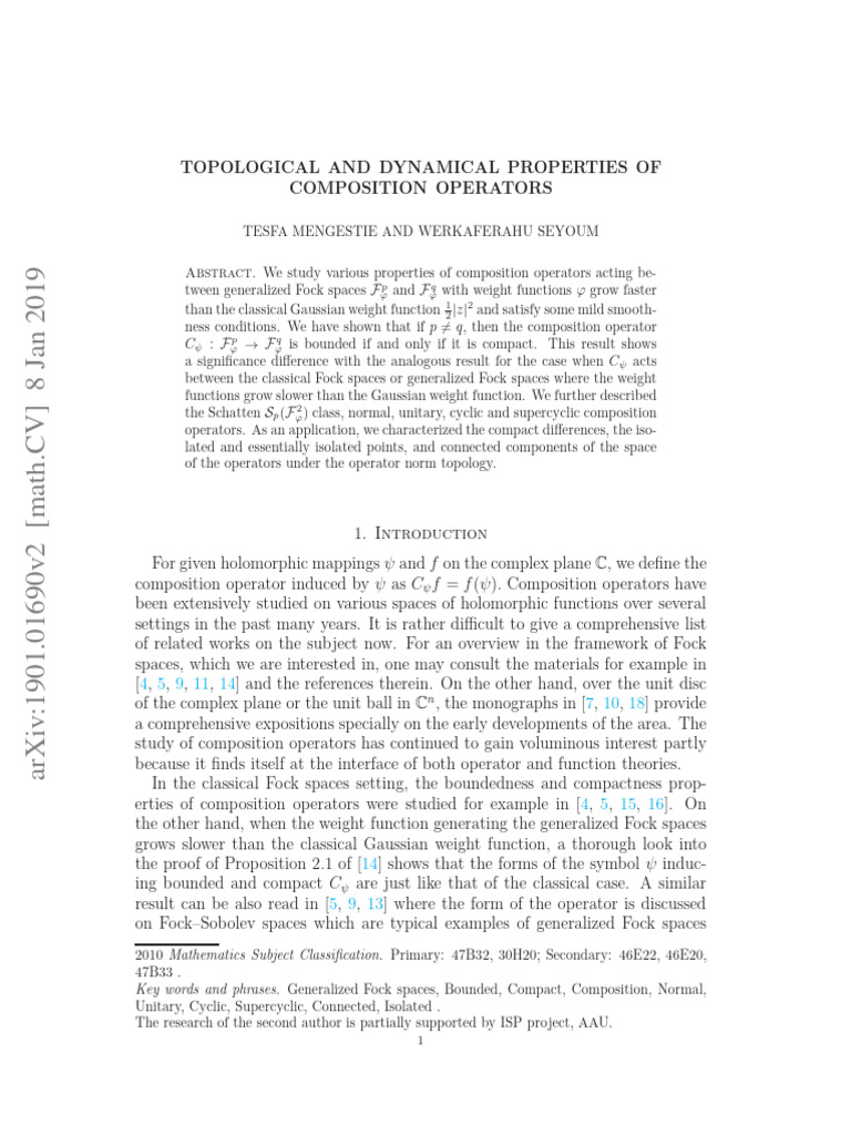 Topological Dynamics of Composition Operators | PDF | Hilbert Space | Function (Mathematics)