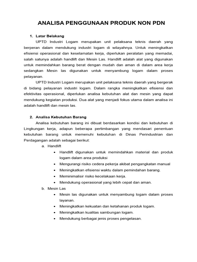 Analisa Penggunaan Produk Non PDN | PDF