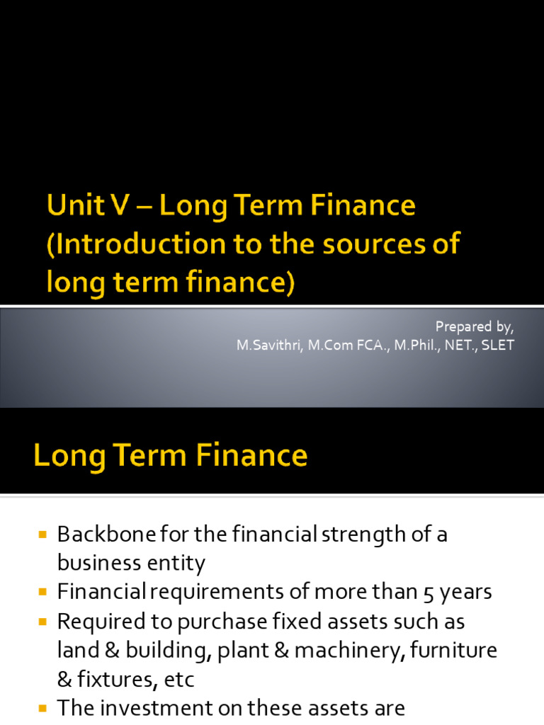 Unit V - Long Term Finance & Indian | PDF | Lease | Investing