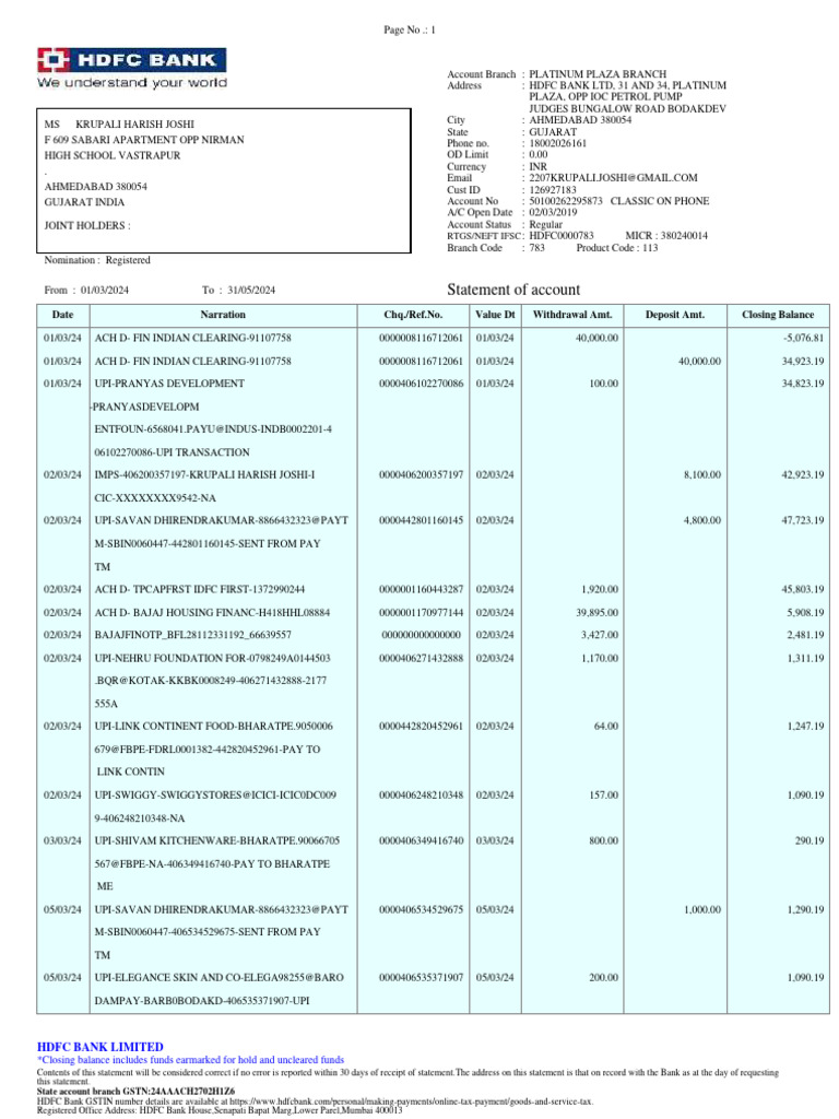 Acct Statement XX2958 12062024 | PDF | Banking | Service Industries