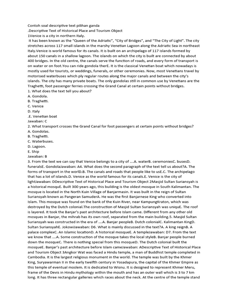 Contoh Soal Descriptive Text Pilihan Ganda KELAS X ASAT | PDF | Social ...