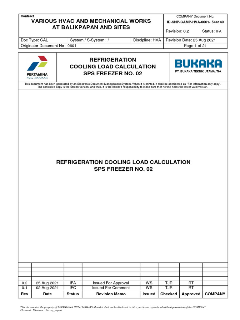 ID-SNP-CAMP-HVA-0601 - 544140 Rev.0.2 - Refrigeration Cooling Load ...