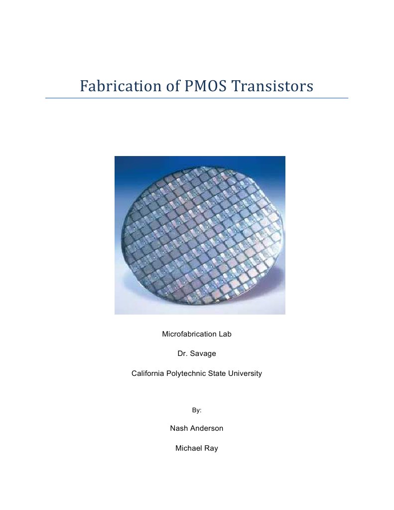 Fabrication of PMOS Transistors | PDF | Semiconductor Device ...