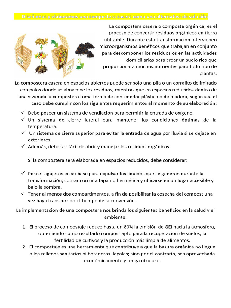 Diseñamos y Elaboramos Una Compostera Casera Como Una Alternativa de ...