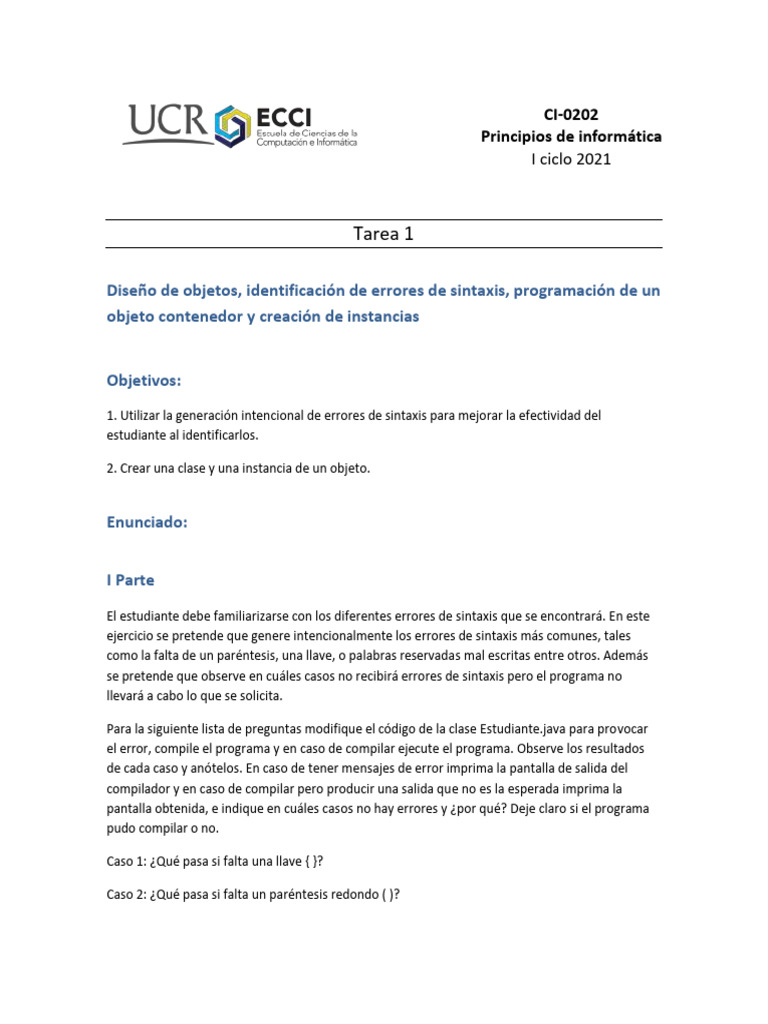 Tarea: Errores y Objetos en Java | PDF | Compilador | Java (lenguaje de programación)