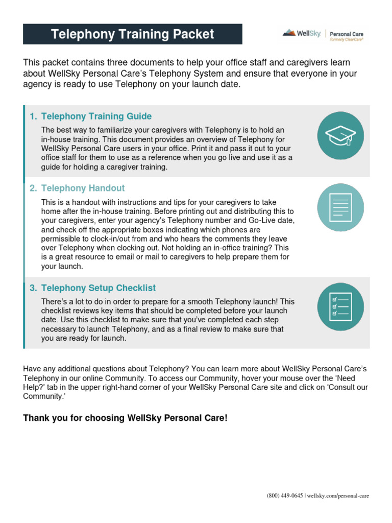 Telephony Training Packet 221002 | PDF | Telephone | Caregiver