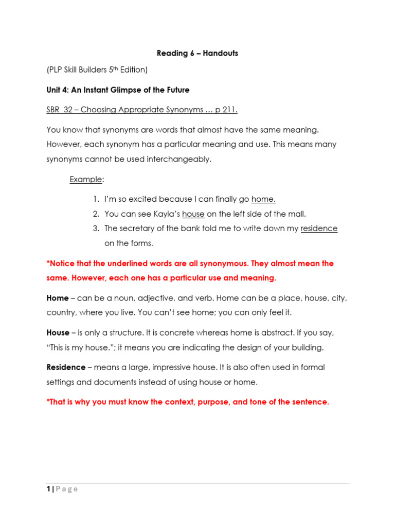 Reading Handout | Download Free PDF | Word | Semantics