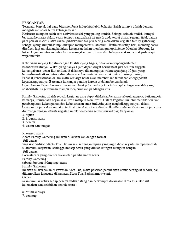 Contoh Laporan Family Gathering | PDF