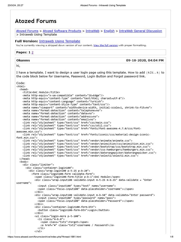 Atozed Forums - Intraweb Using Template | PDF | Cyberspace | Information Technology Management
