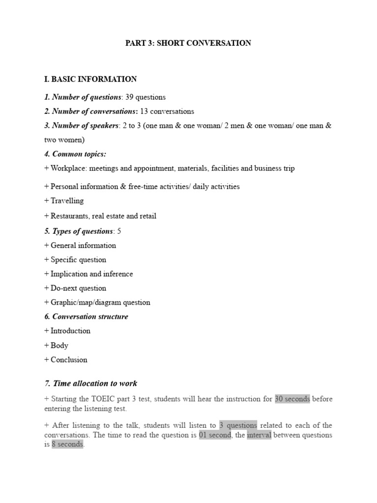 Part 3 | PDF | Conversation | Question