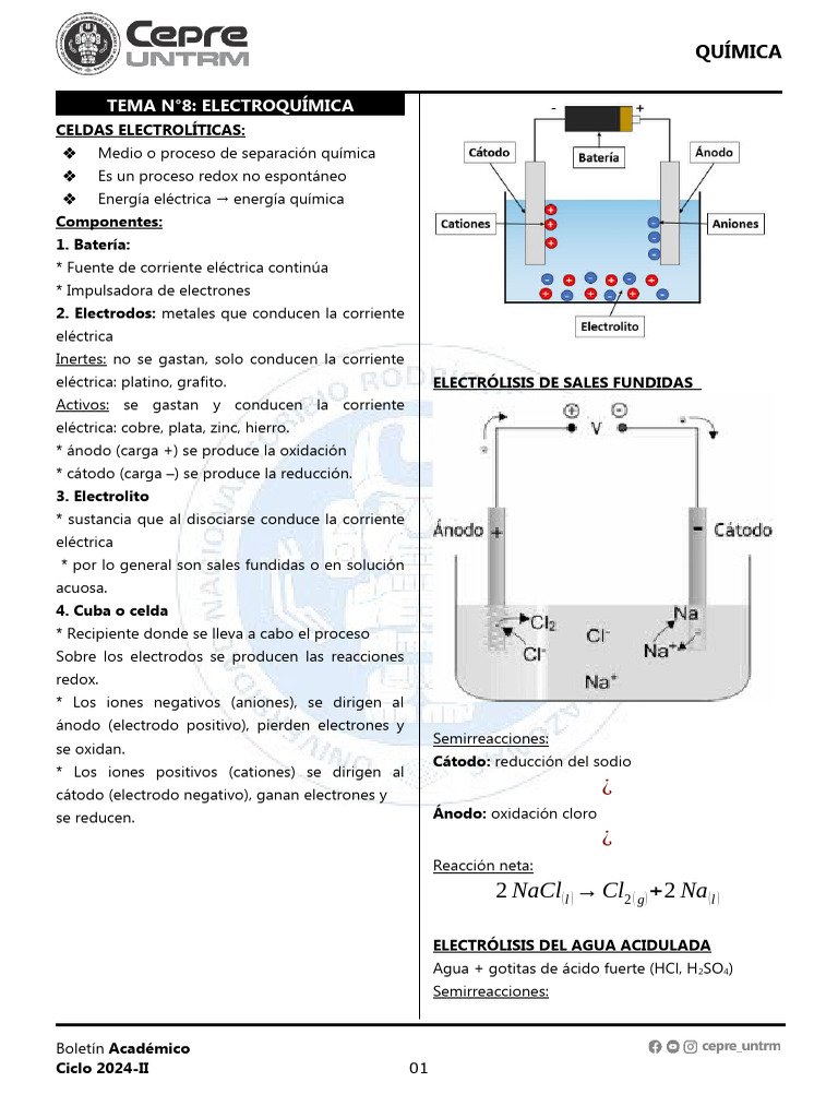 SEMANA 8-ELECTROQUÍMICA | Descargar gratis PDF | Redox | Electrodo