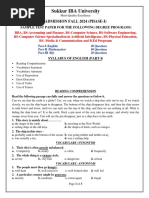 IBA Sukkur Entry Test Sample Paper | PDF | Teaching Methods & Materials ...