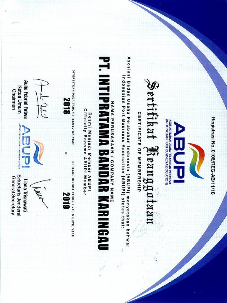 9.b - 2. SERTIFIKAT ABUPI 2019 | PDF