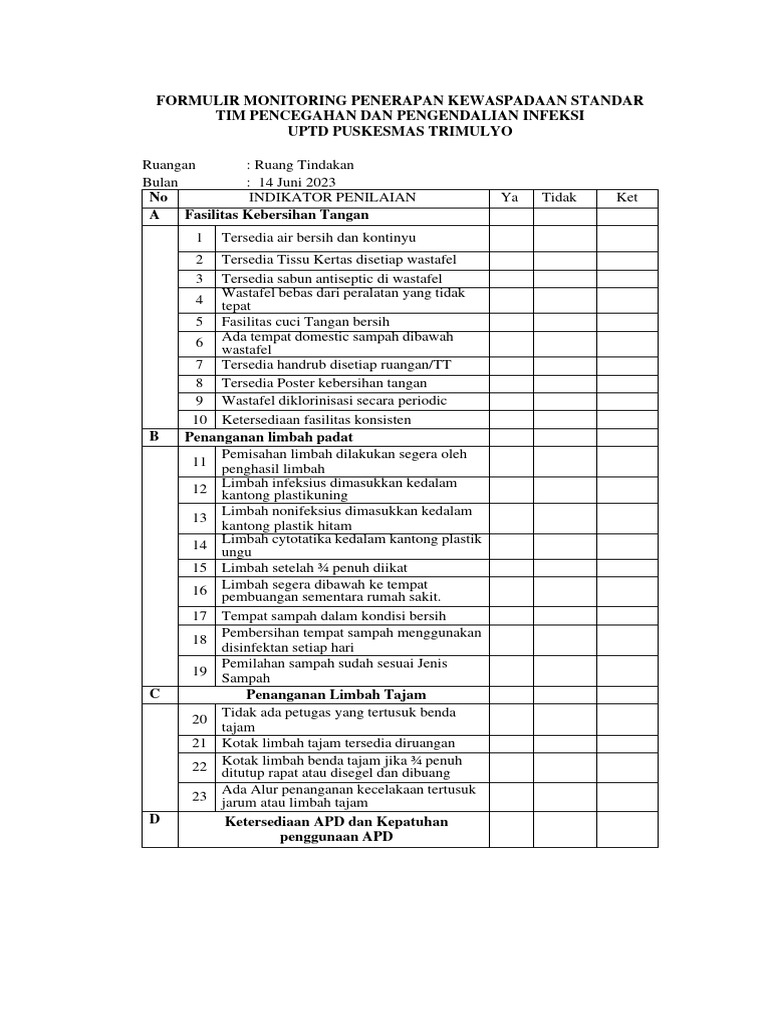 Form Kewaspadaan Standart | PDF
