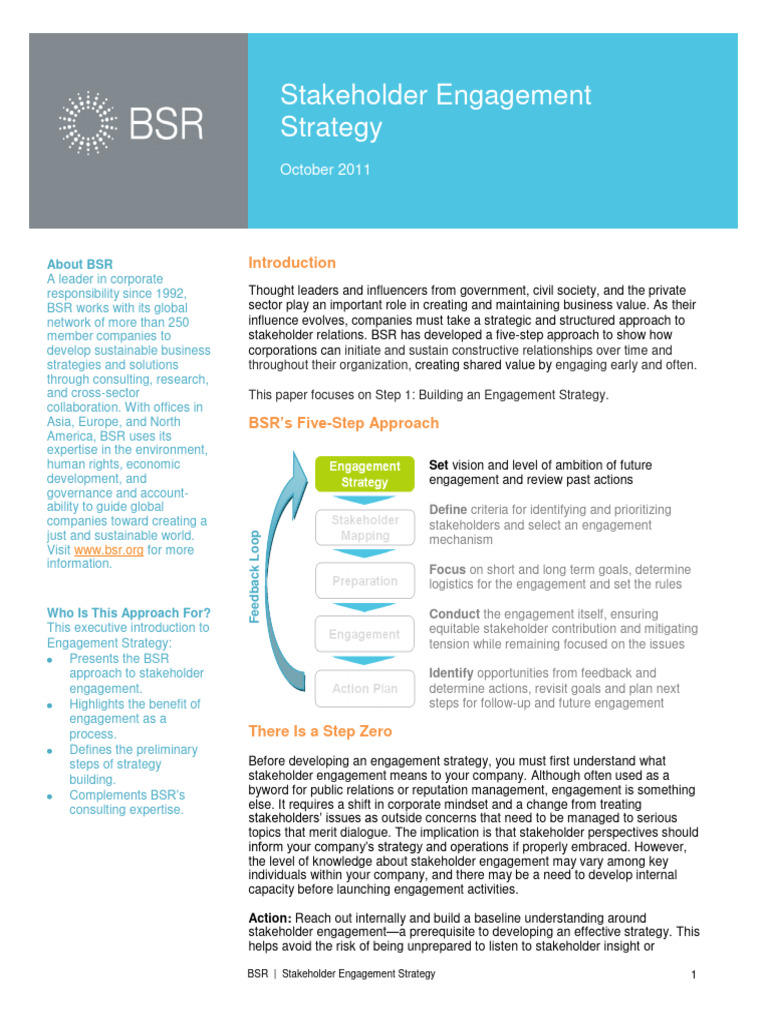 Stakeholder Engagement Strategy Guide | PDF | Strategic Management ...