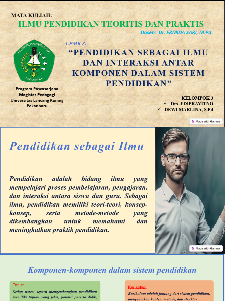 CPMK 3 Pendidikan Sebagai Ilmu Dan Interaksi Antar Komponen Dalam Sistem Pendidikan | PDF