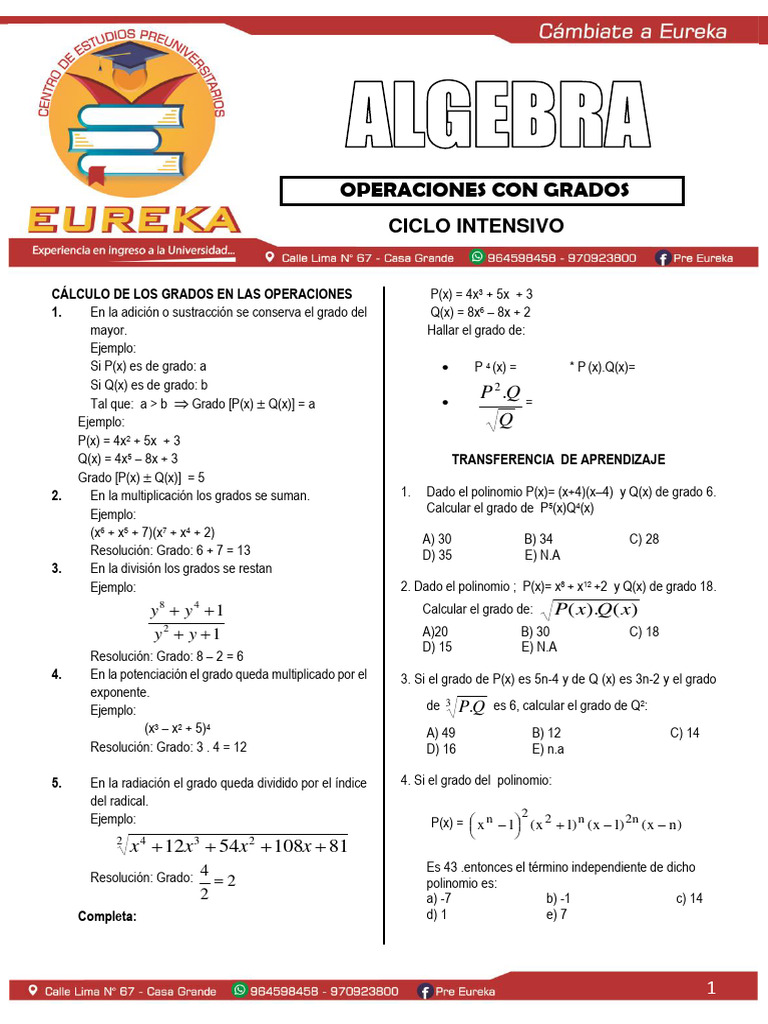 Semana 07 - Ciclo Intensivo - Algebra | PDF | Matemáticas | Matemática Elemental