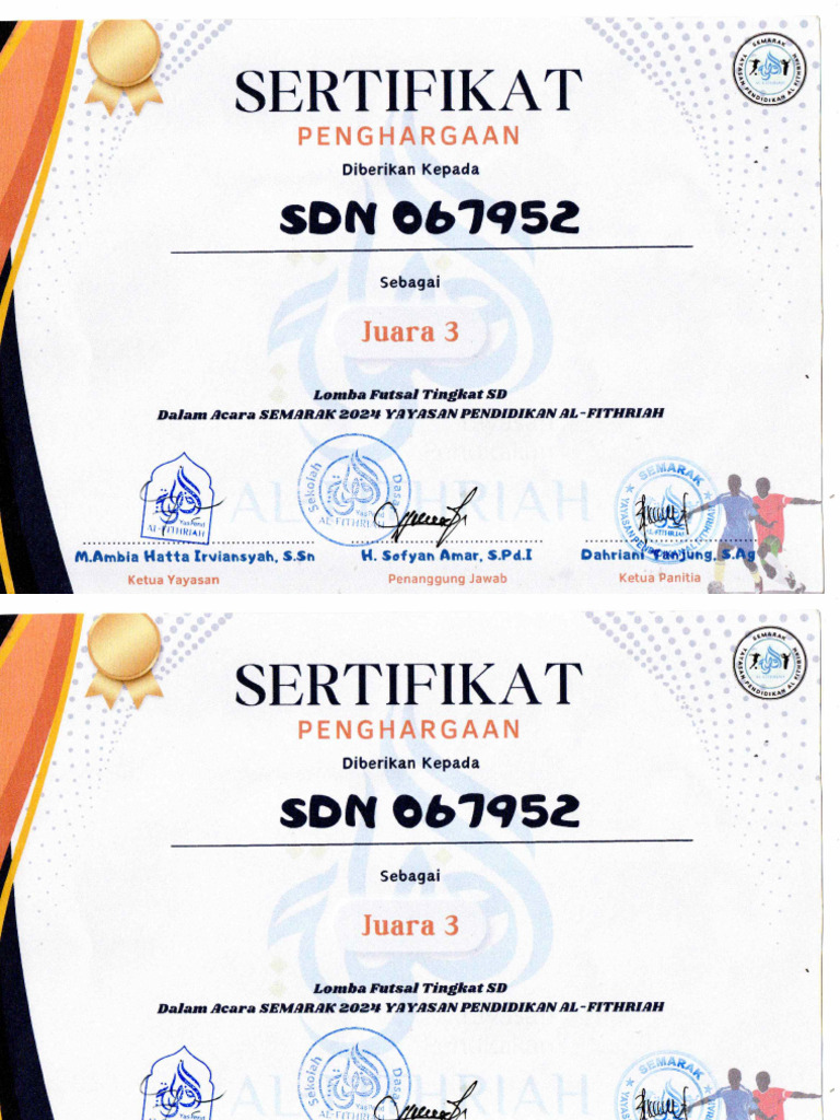 Sertifikat Futsal | PDF