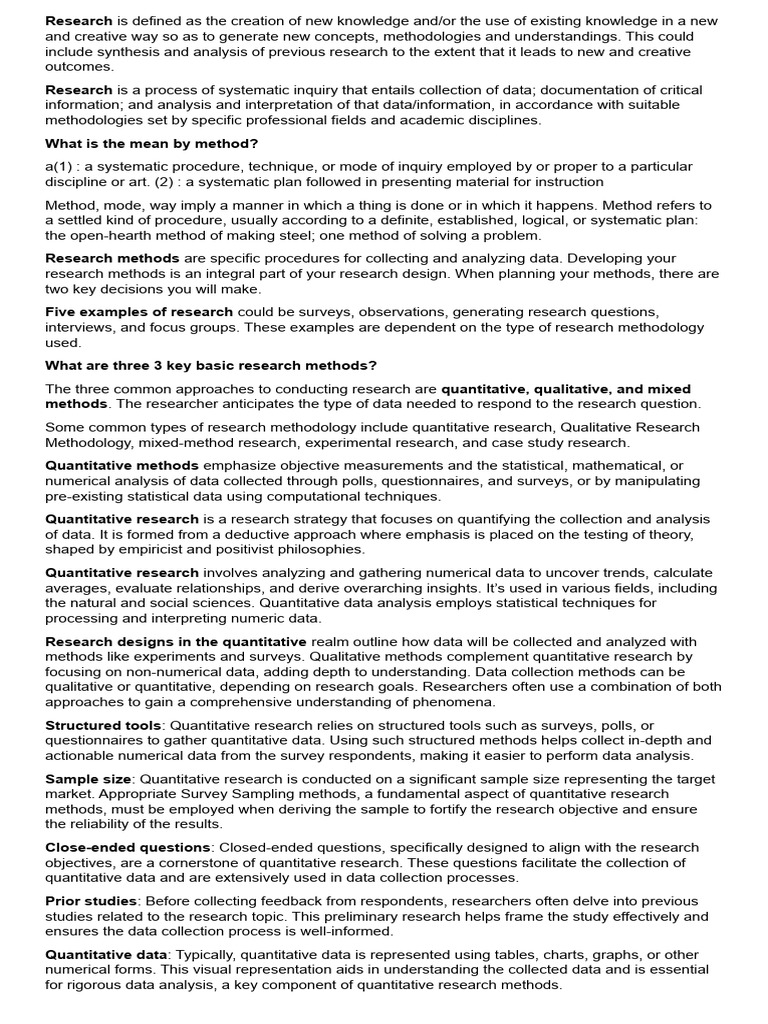 Understanding Quantitative Research Methods | PDF | Methodology | Sampling (Statistics)