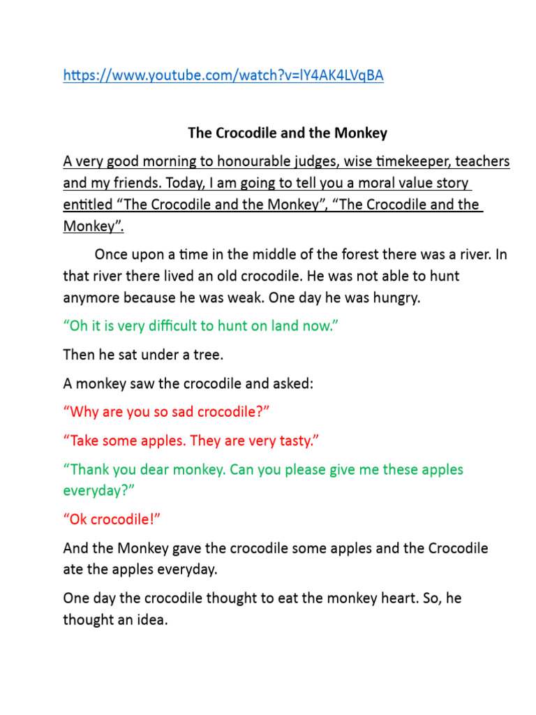 The Crocodile and The Monkey | PDF