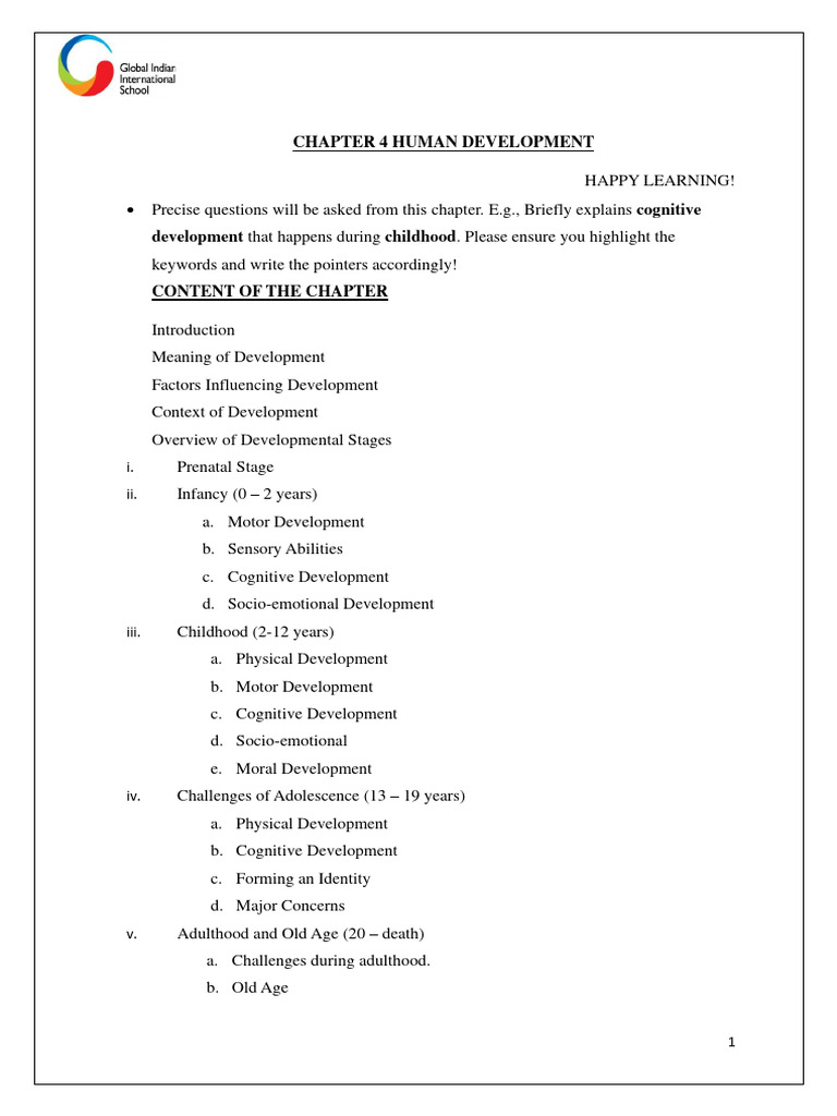 Ch 4 Human Development CBSE Class 11 Notes | PDF | Adolescence | Puberty