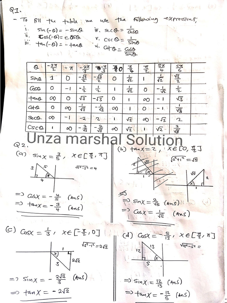 MAT 1120 SHEET 6 - Trig Solutions | PDF