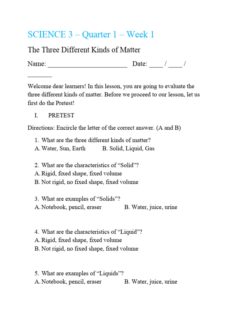 Science 3 | PDF | Liquids | Gases