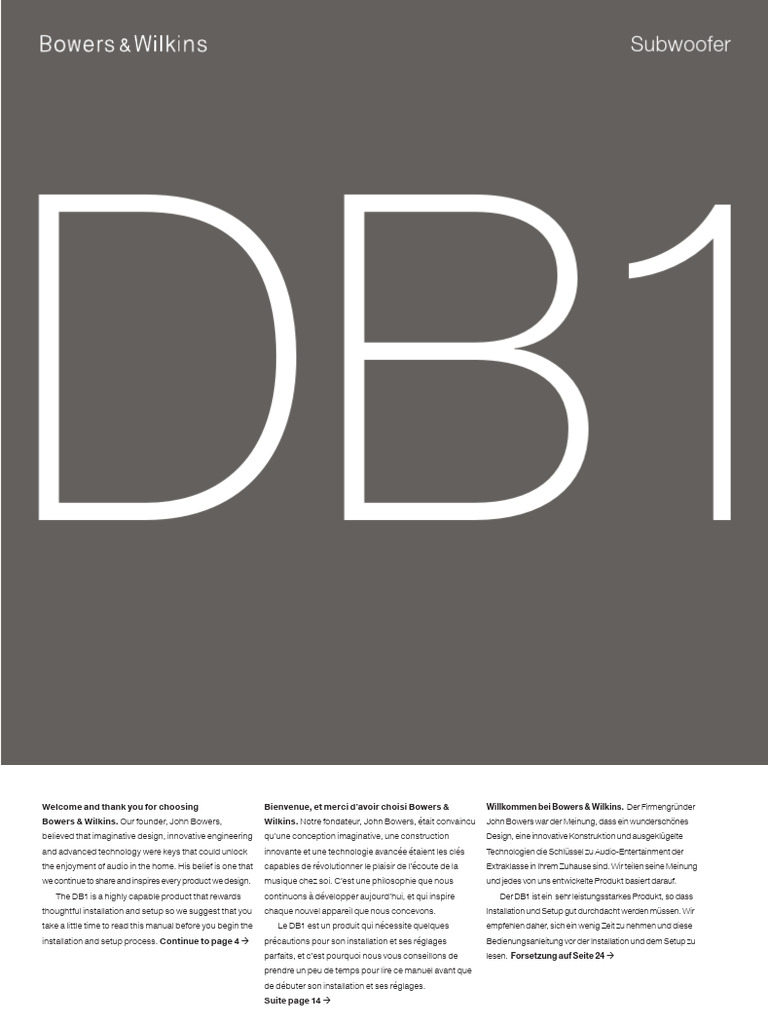 B&W DB1 Manual | PDF