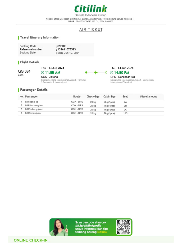 CGK DPS 13 Jun 24 | PDF | Aviation | Transport