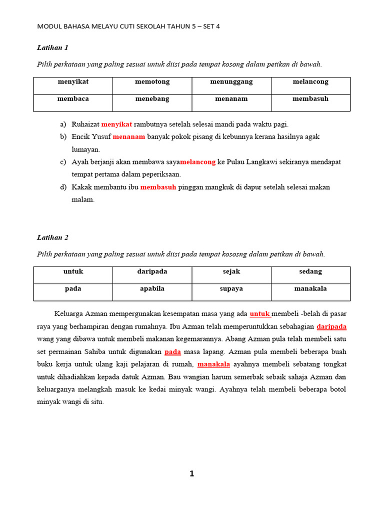 Modul BM Set 4 Jawapan | PDF